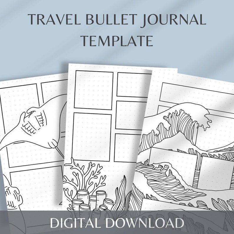 Travel Bullet Journal Printable, Digital Bullet Journal, Bullet Journal ...
