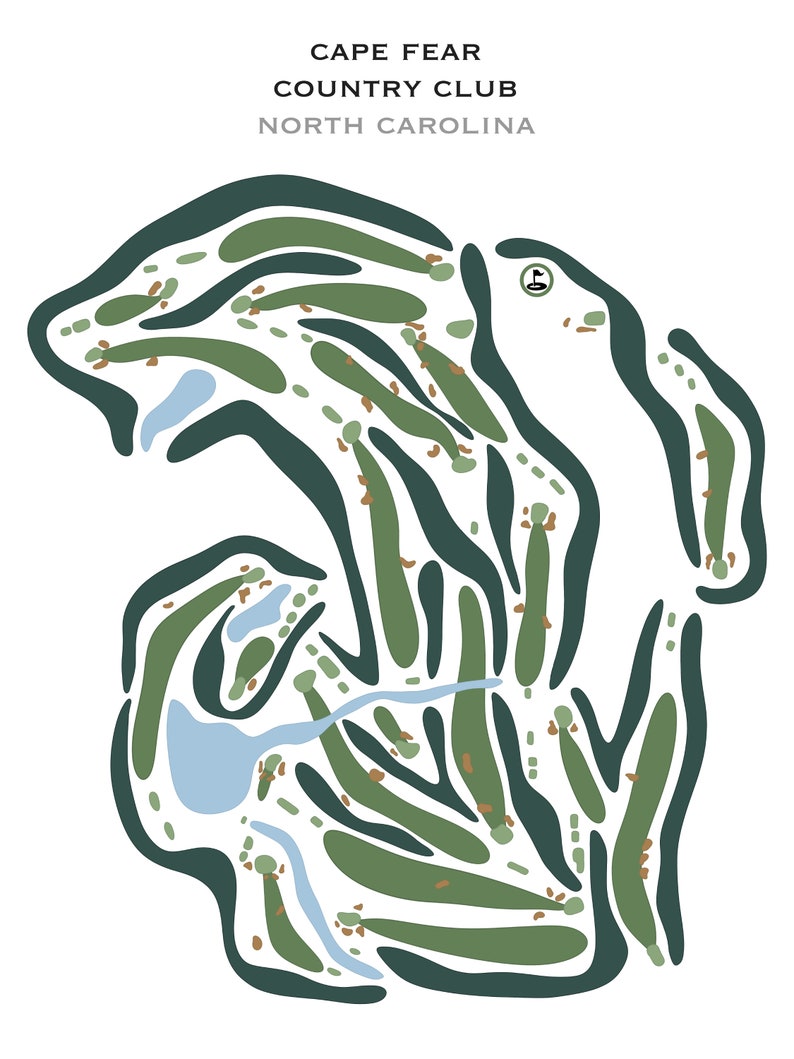 Cape Fear Country Club North Carolina Golf Course Map Golf - Etsy