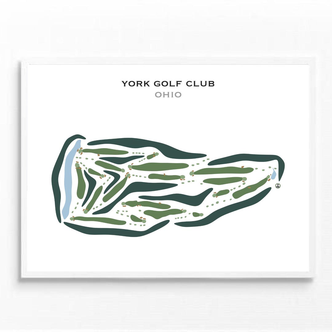 York Golf Club, Ohio Carte du parcours de golf, carte du golf, cadeau ...