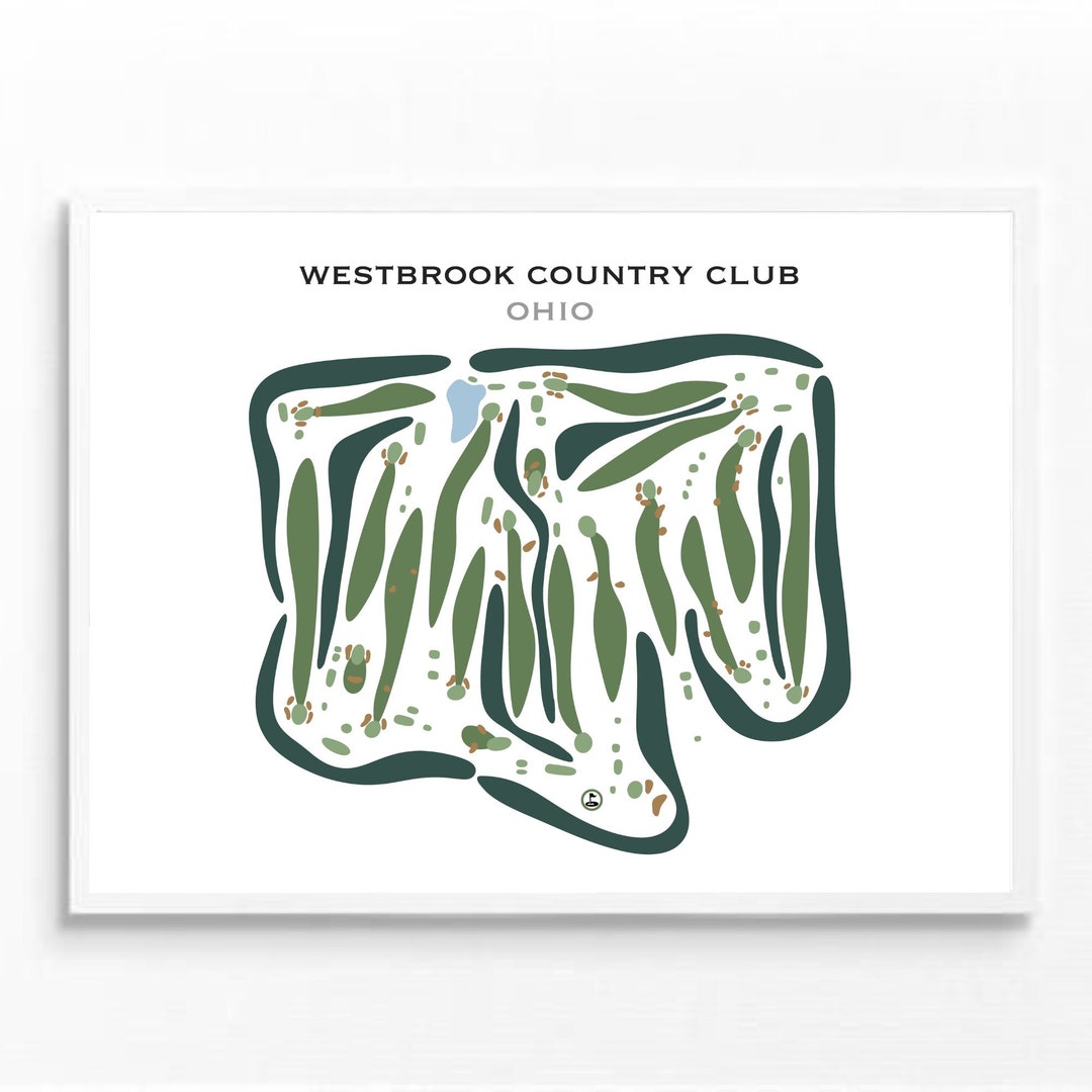 Westbrook Country Club, Ohio Golf Course Map Canvas, Golf Map Wall Art ...