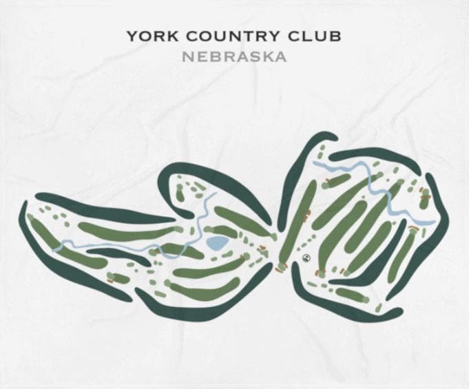 York Country Club, Nebraska | Golf Course Map, Golf Map, Golfer Gift ...