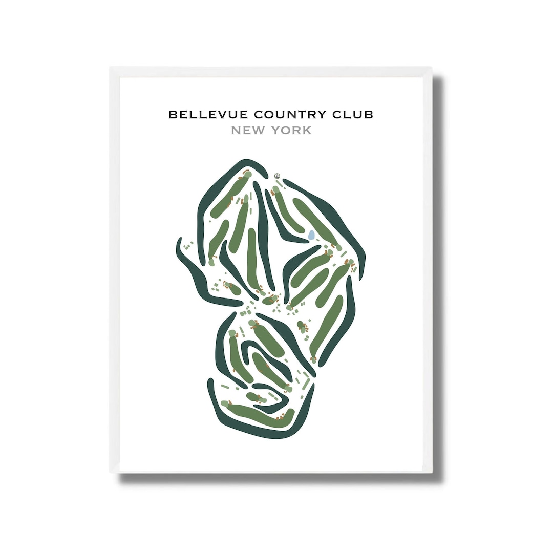 Bellevue Country Club, NY | Golf Course Map, Golf Map, Golfer Gift for ...