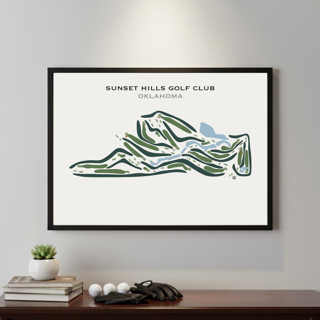 Sunset Hills Golf Club, OK Golf Course Map Wall Art, Golf Map Canvas ...