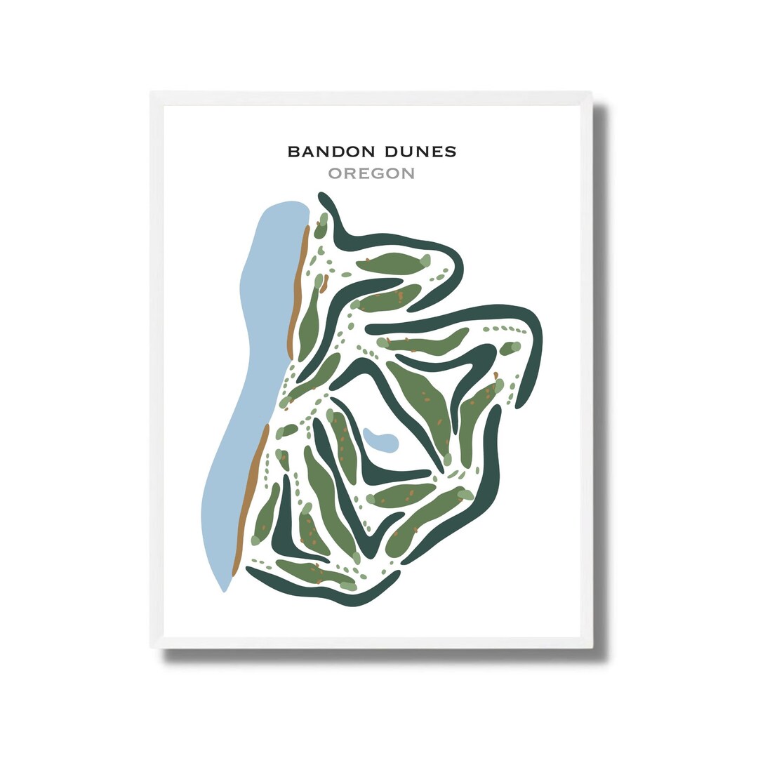 Golf Club Prints- Bandon Dunes Oregon Golf Course Map | Unframed Golf ...