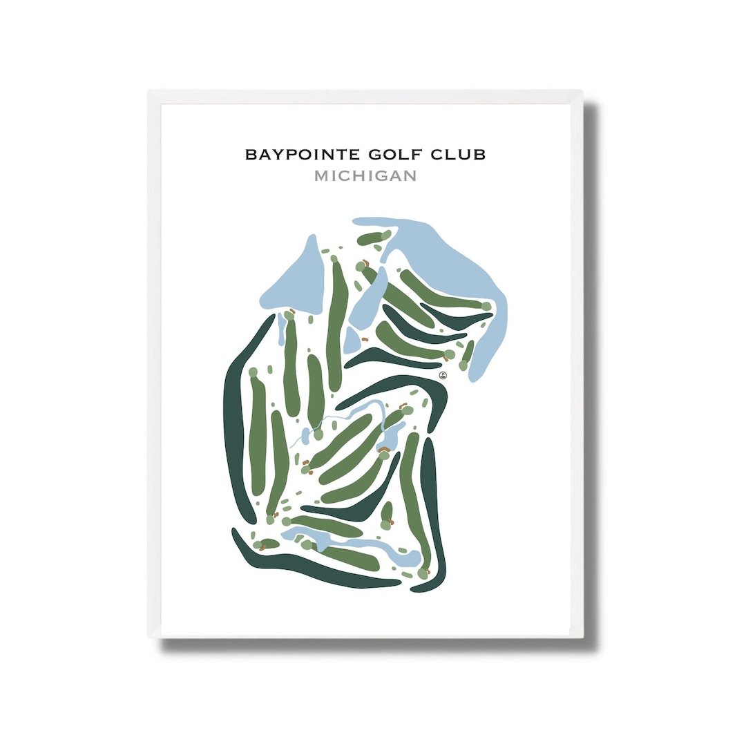 Bay Pointe Golf Club, MI | Golf Course Map, Golf Map, Golfer Gift for ...