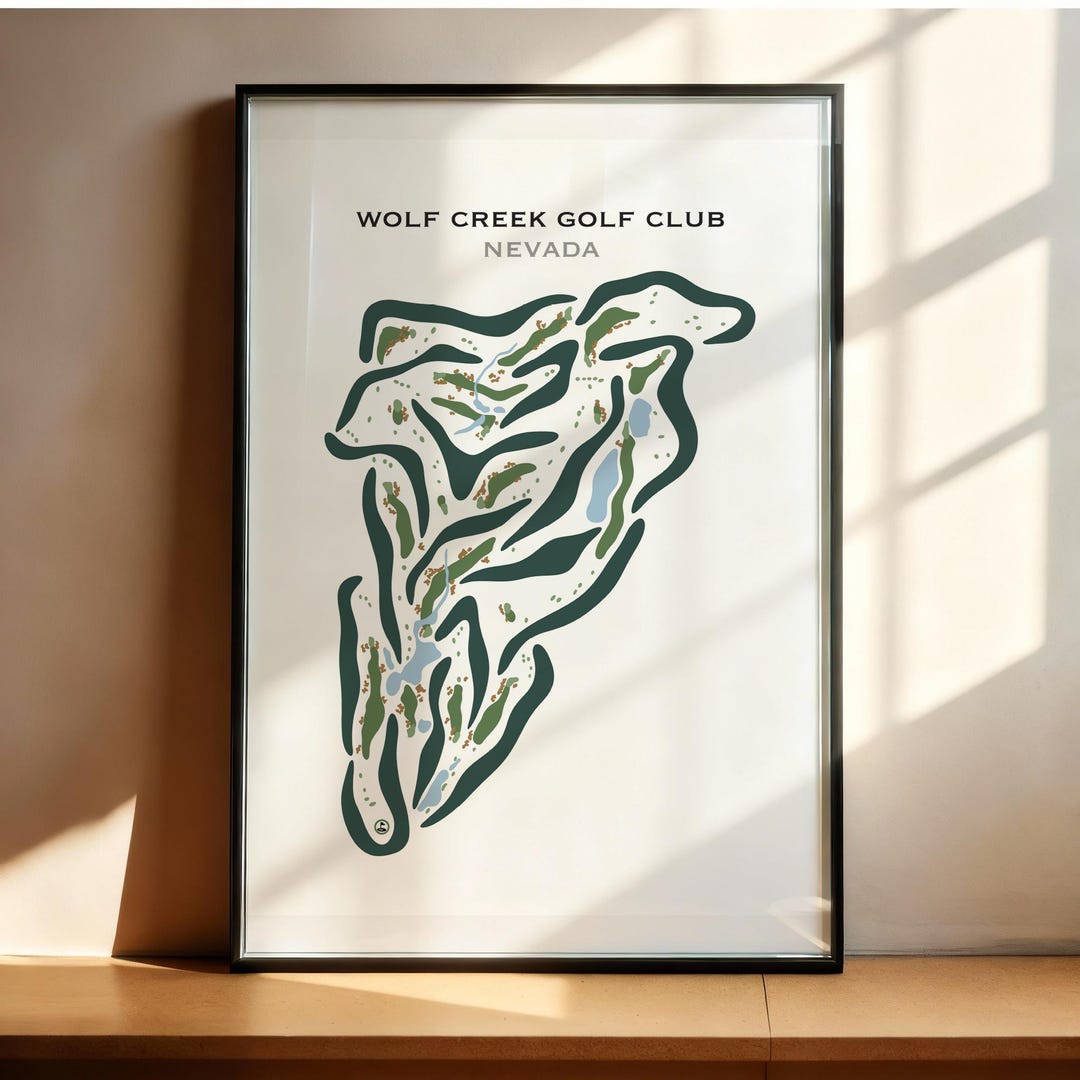 Golf Course Map Gifts, Wolf Creek Golf Club, NV Golf Map, Golfer Gift ...