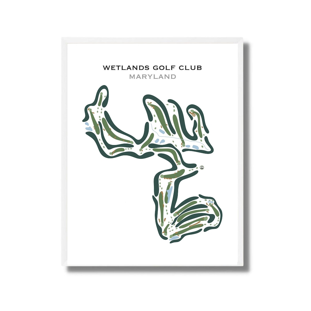Wetlands Golf Club, Maryland Golf Course Map Wall Art, Golf Map Decor ...