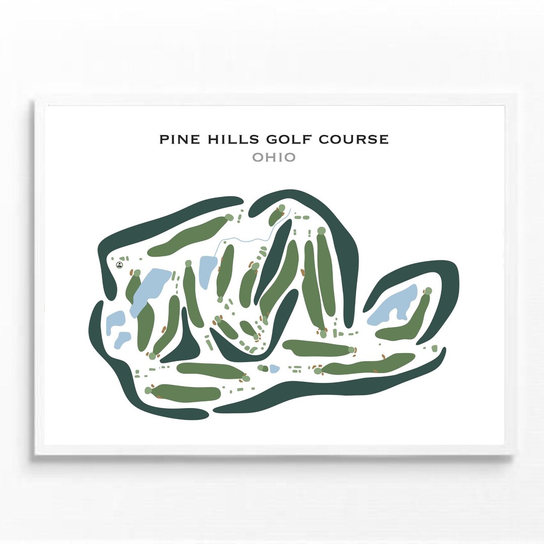 Pine Hills Golf Course, Ohio Golf Course Map Wall Art, Golf Map Canvas ...