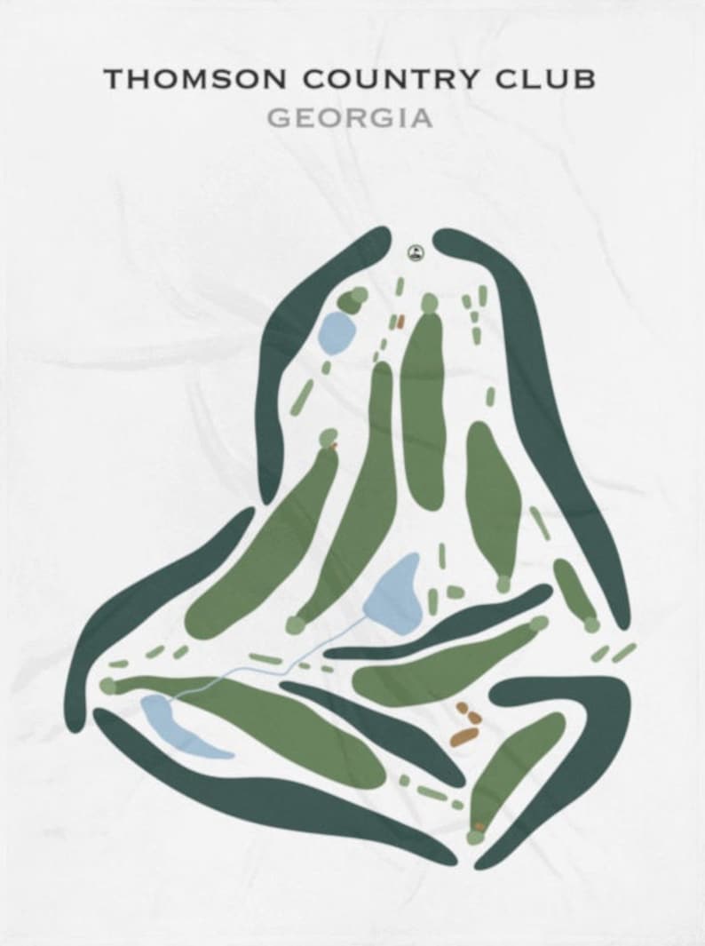 Thomson Country Club, GA | Golf Course Map, Golf Map, Golfer Gift for ...