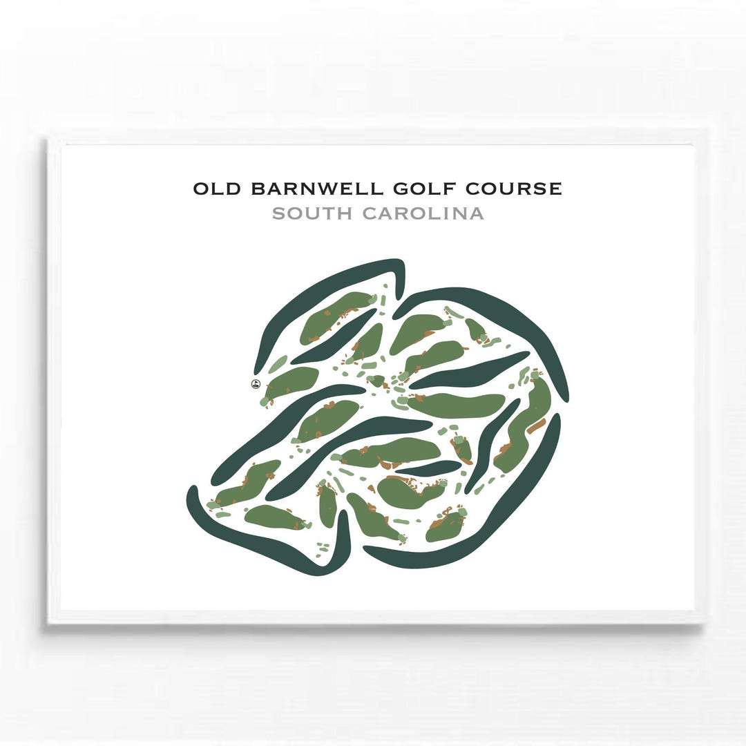 Old Barnwell Golf Course, SC Golf Course Map Canvas, Golf Map Wall Art ...