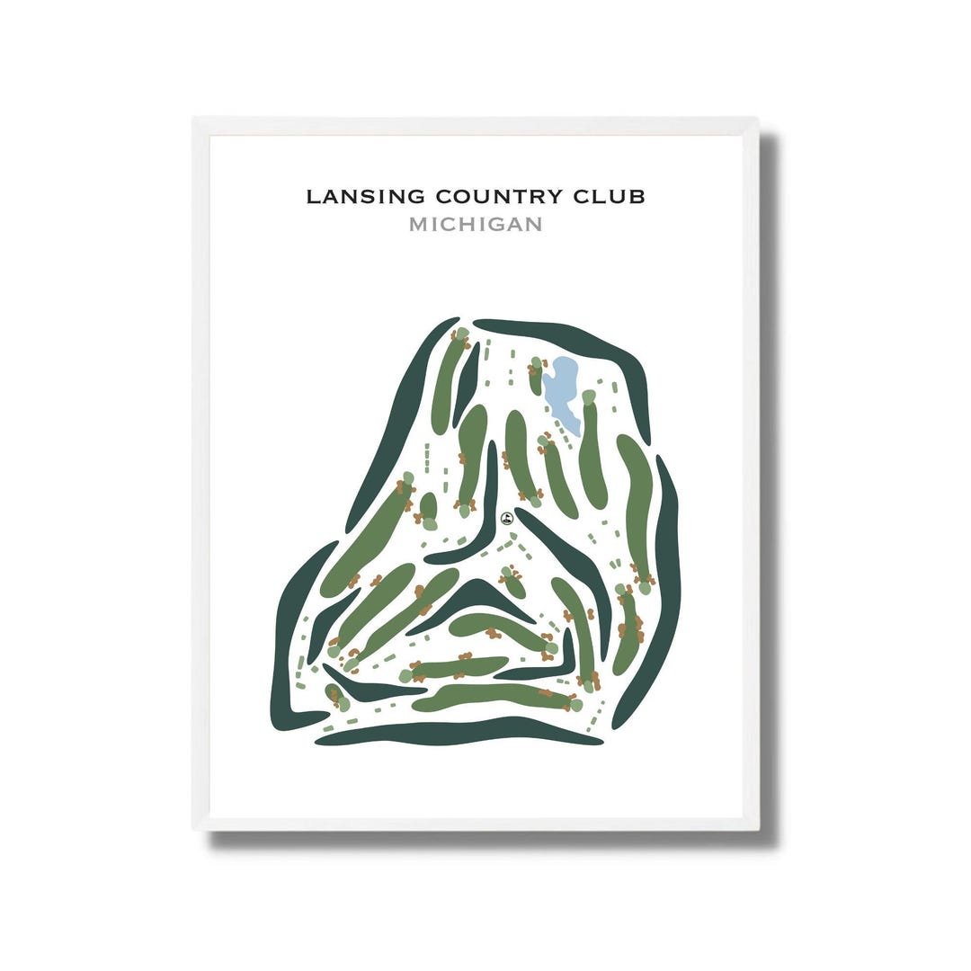 Lansing Country Club, MI Golf Course Map, Golf Map, Golfer Gift for Him ...
