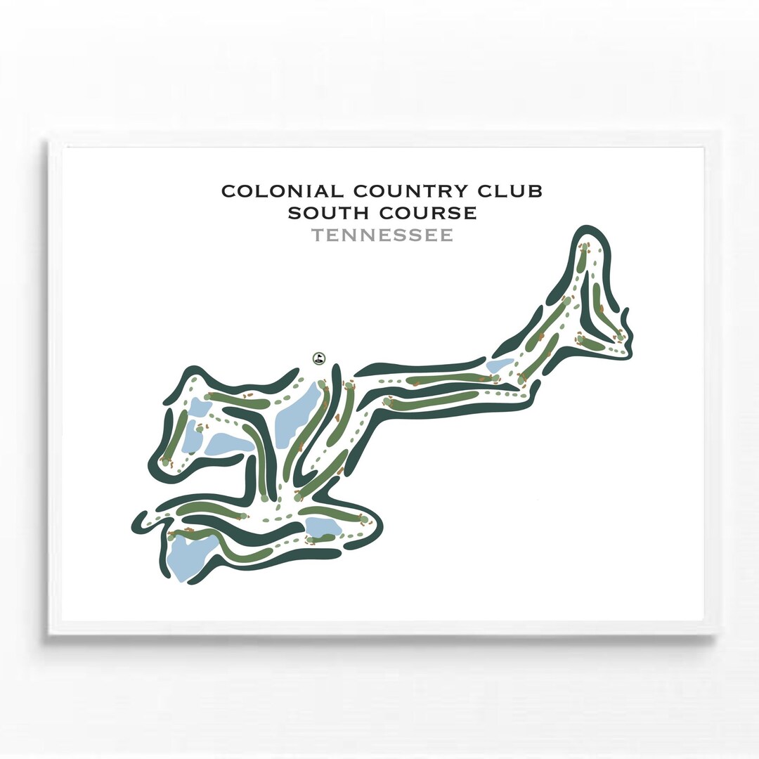 Colonial Country Club, South Course, TN Golf Course Map, Golfer Gift ...