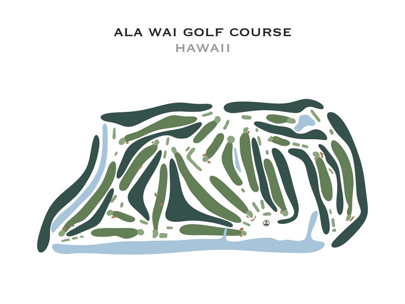 Ala Wai Golf Course, Hawaii Golf Course Map, Home Decor, Golfer Gift ...