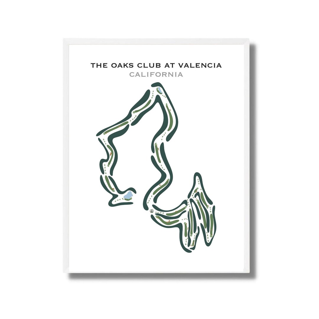 The Oaks Club at Valencia Wall Art, CA Golf Course Map Decor, Golf Map ...