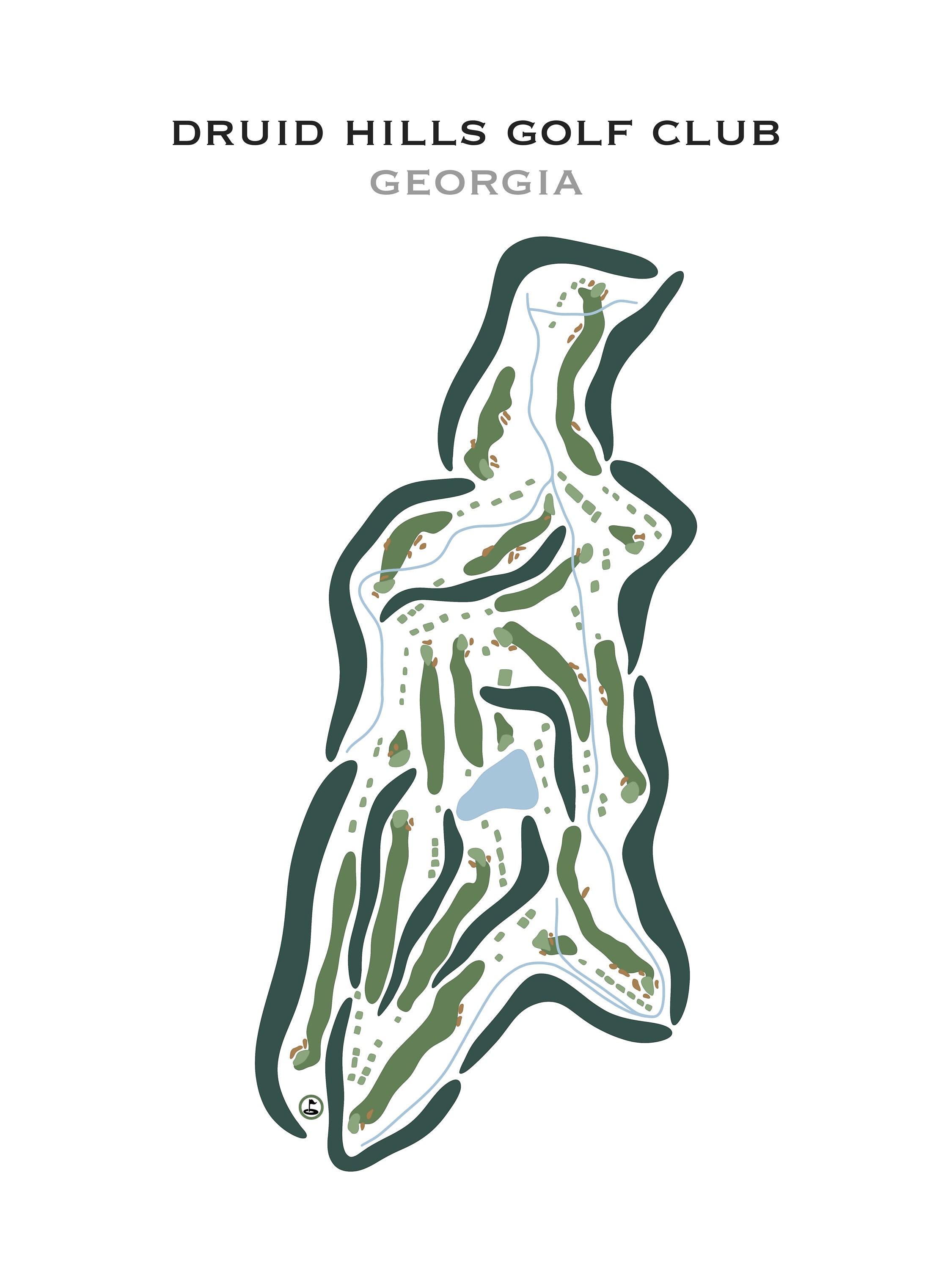 Druid Hills Golf Club GA Golf Course Map Home Decor - Etsy
