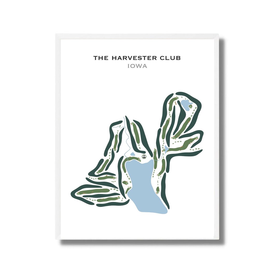 The Harvester Club, Iowa | Golf Course Map, Golf Map, Golfer Gift for ...