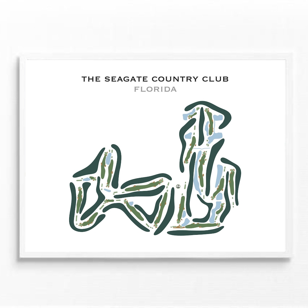 The Seagate Country Club, FL | Golf Course Map, Golf Map, Golfer Gift ...