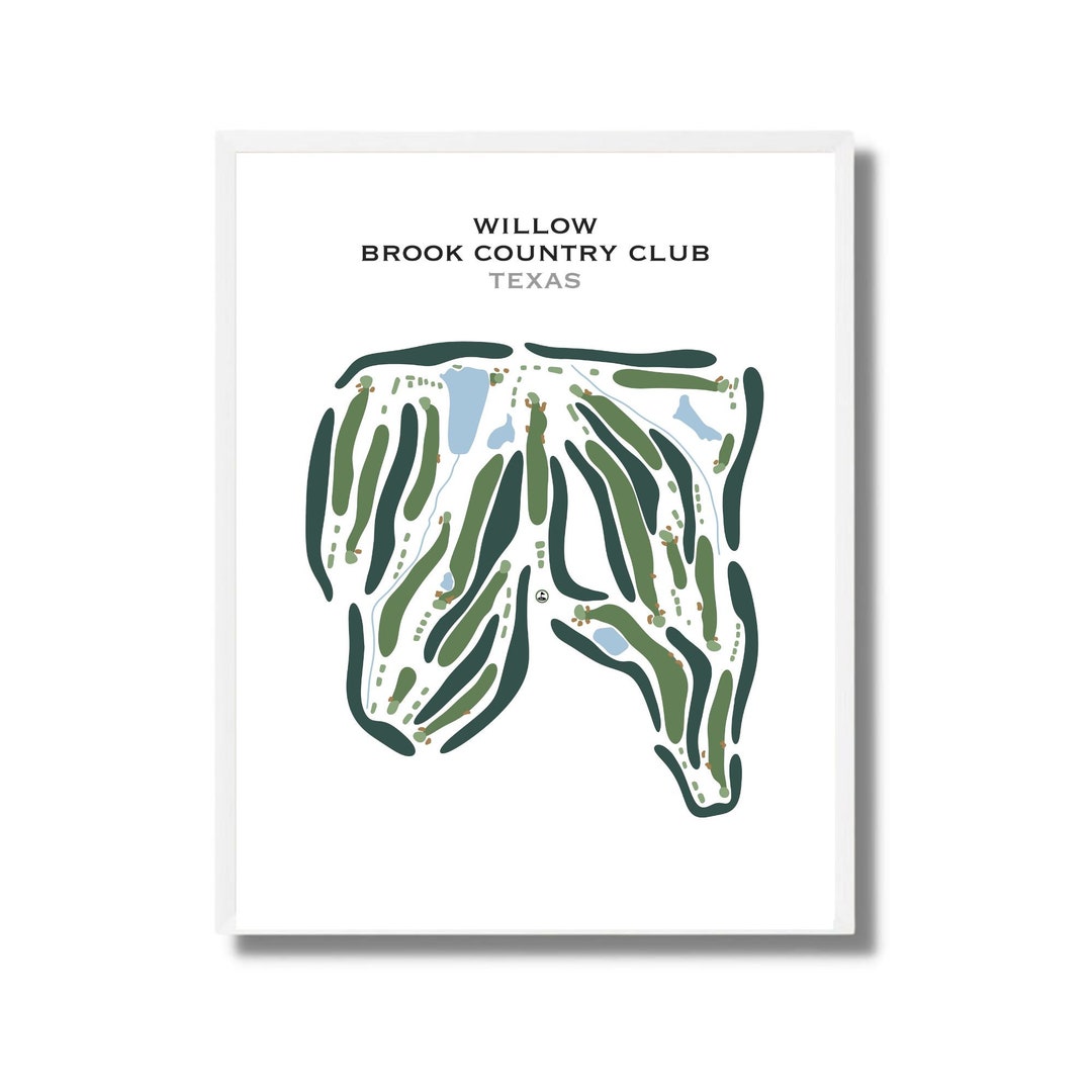 Willow Brook Country Club, TX Golf Course Map Wall Art, Golf Gifts for ...