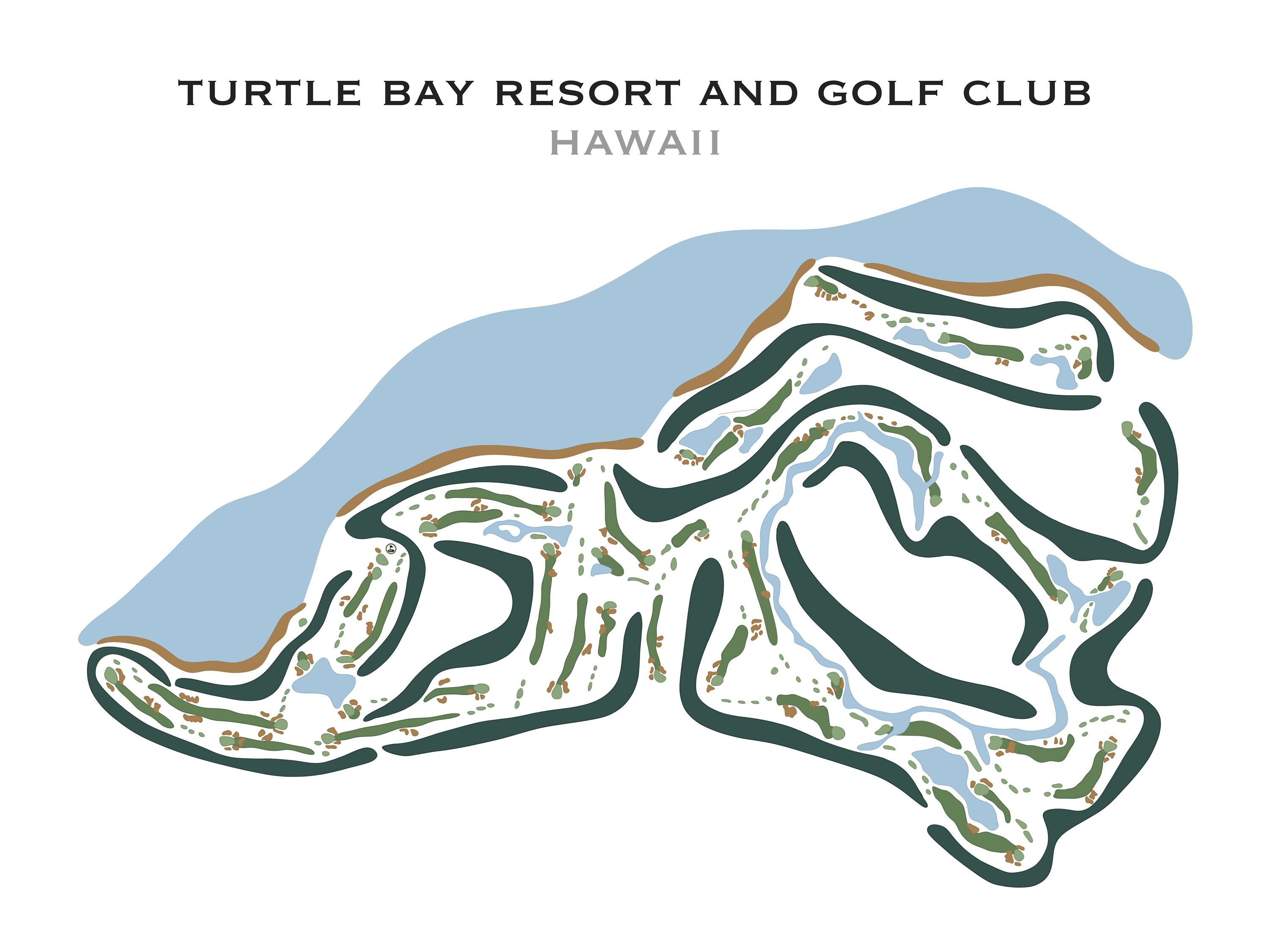 Turtle Bay Resort and Golf Club Oahu HI Golf Course Map - Etsy