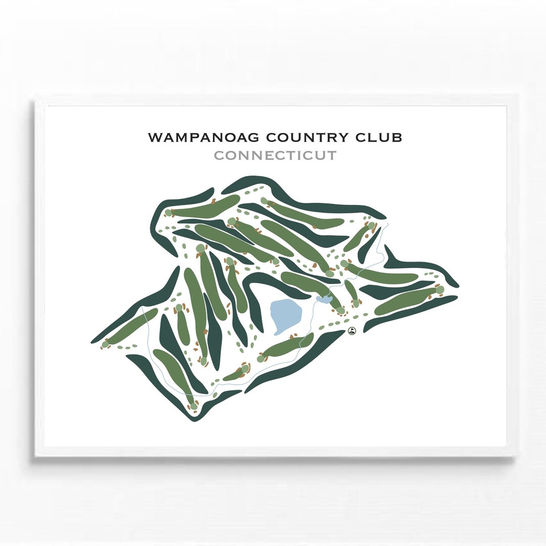 Wampanoag Country Club, CT Golf Course Map Wall Art, Golfer Gifts ...