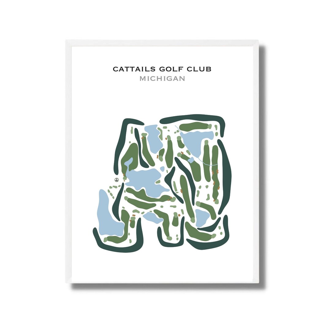 Cattails Golf Club, Michigan | Golf Course Map, Golf Map, Golfer Gift ...