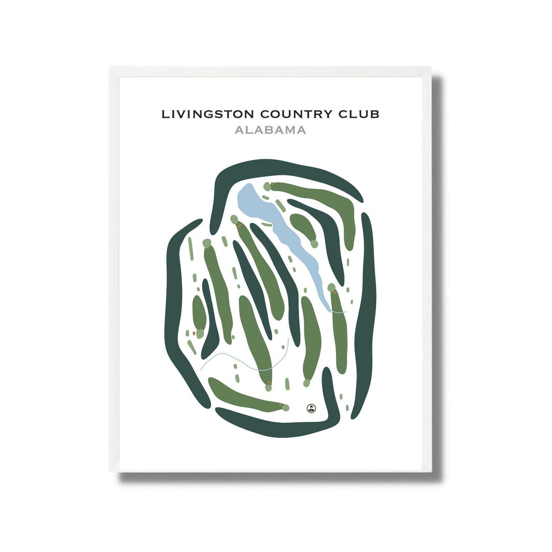 Livingston Country Club, AL Golf Course Map Canvas, Golf Map Wall Art ...