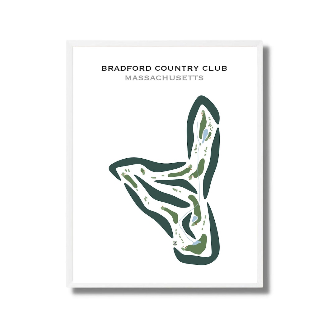 Bradford Country Club, MA | Golf Course Map, Golf Map, Golfer Gift for ...