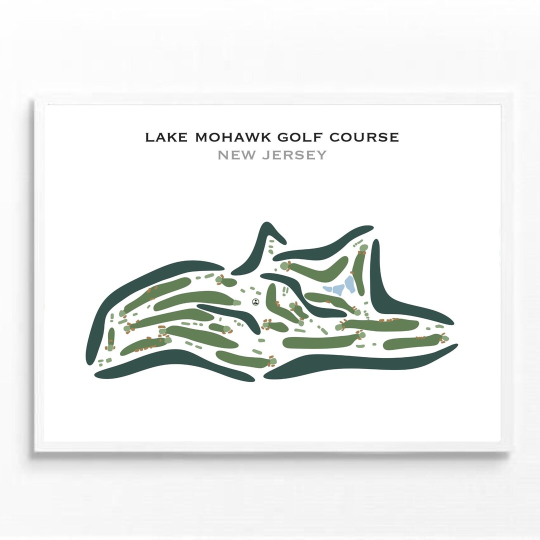 Lake Mohawk Golf Course, NJ Golf Course Map Wall Art, Golfer Lover Gift ...