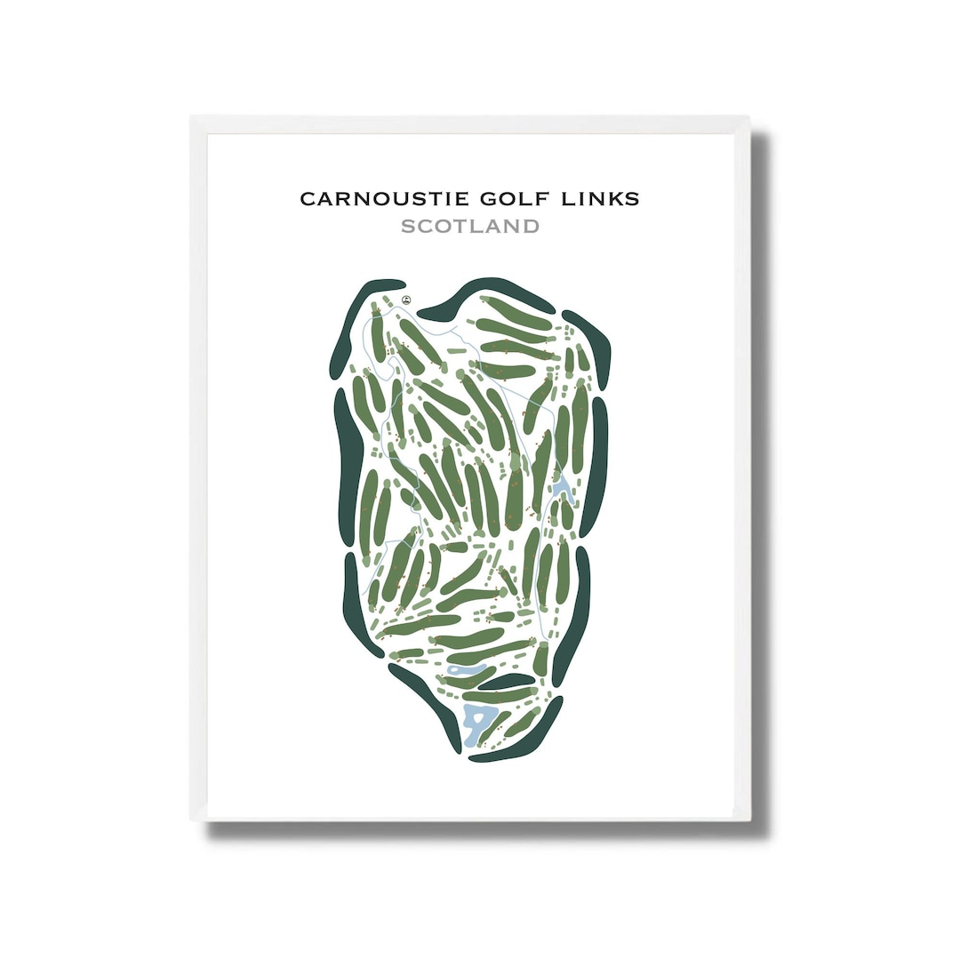 Carnoustie Golf Links, Scotland|golf Course Map, Art Decor, Golfer Gift ...