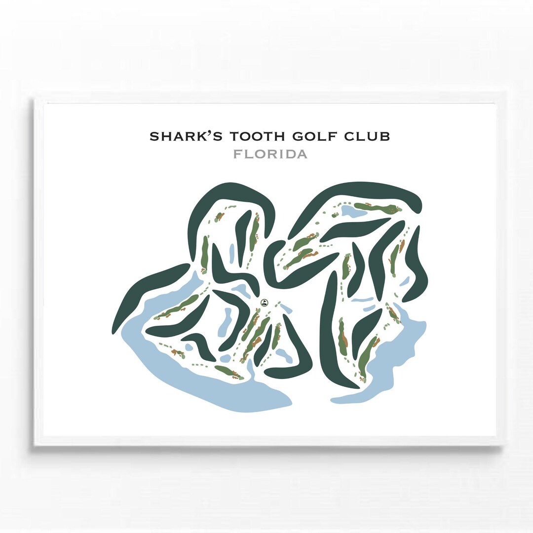 Shark’s Tooth Golf Club, FL Golf Course Map Wall Art, Golfer Lover Gift ...