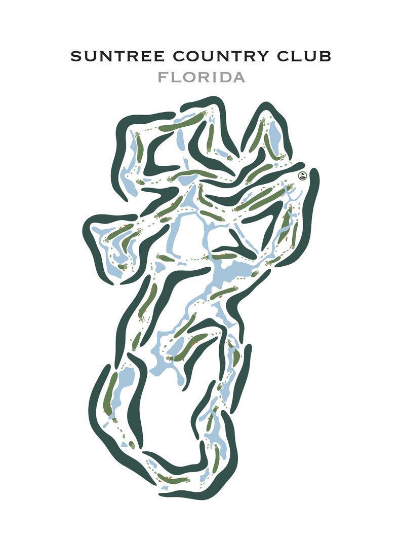 Suntree Country Club Florida Golf Course Map Home Decor - Etsy