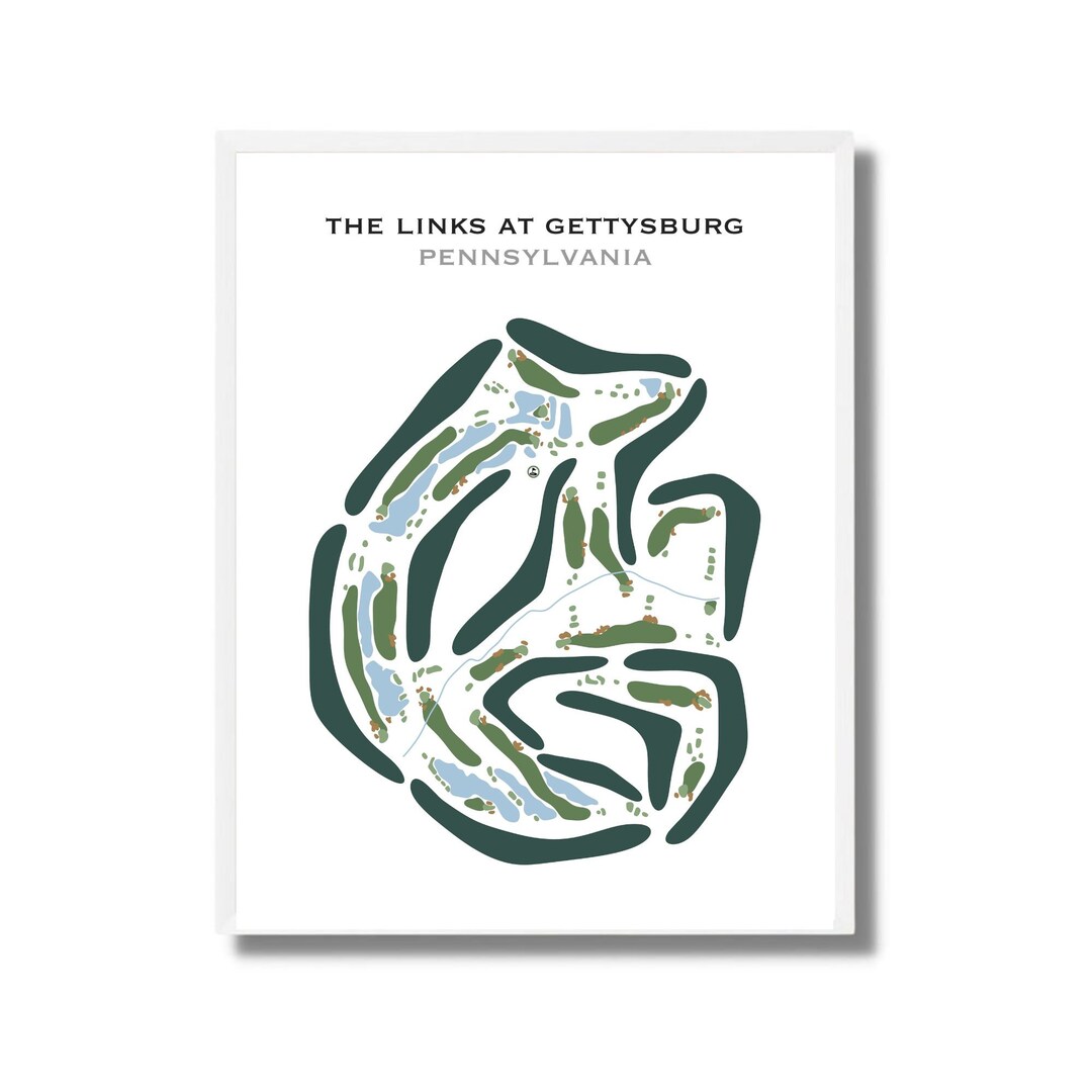 The Links at Gettysburg, PA Golf Course Map Wall Art, Golfer Lover Gift ...