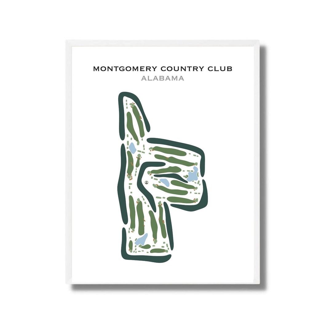 Montgomery Country Club, AL Golf Course Map Wall Art, Golf Map Decor ...
