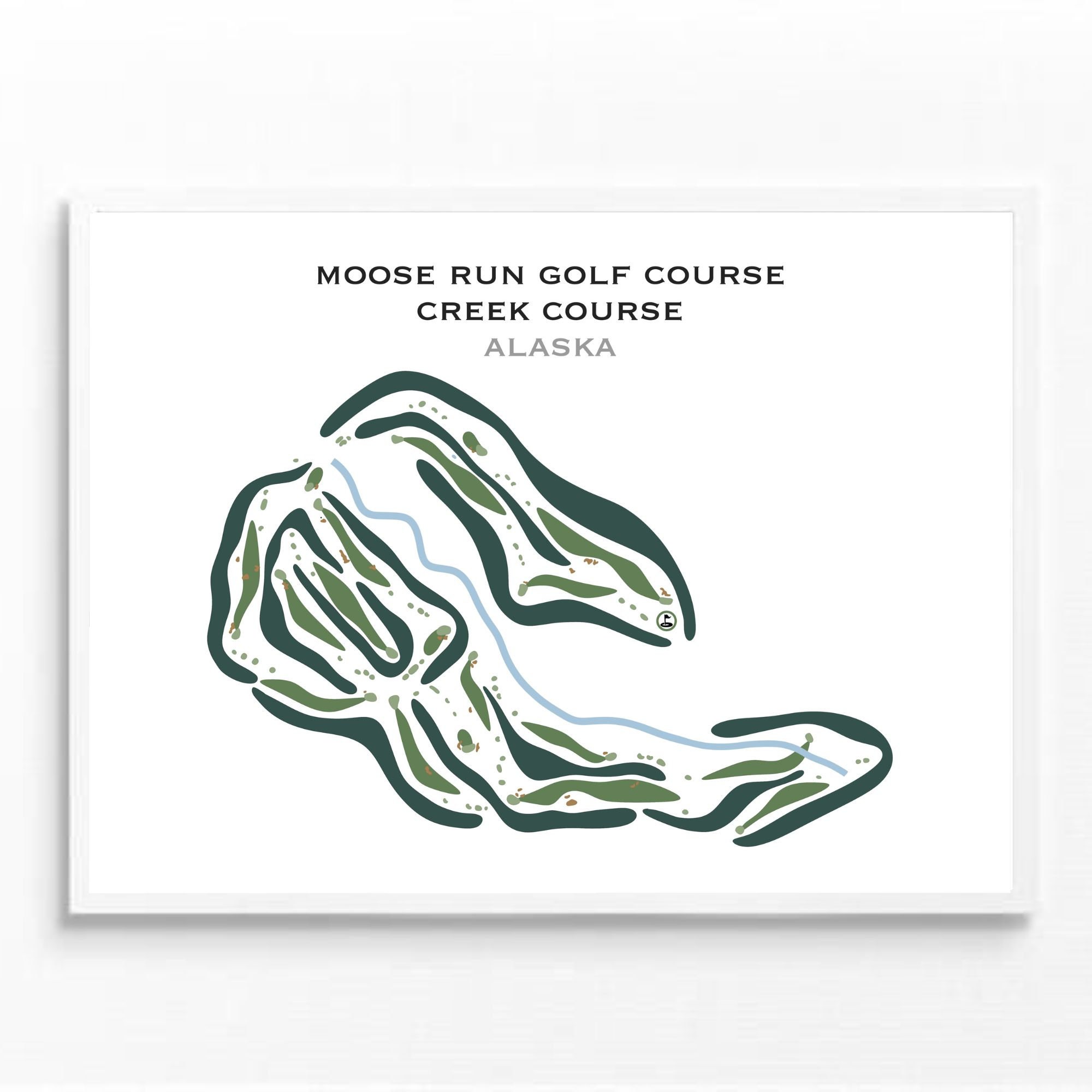 Moose Run Golf Course, Creek Course, AK Golf Course Map, Golfer Art ...