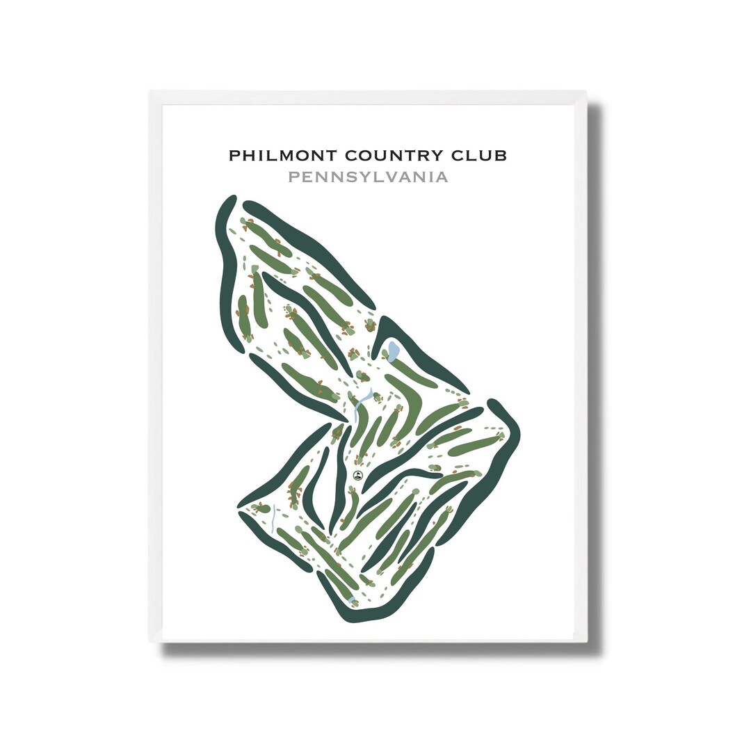 Philmont Country Club, Pennsylvania, Golf Map, Golf Art Prints, Golf ...