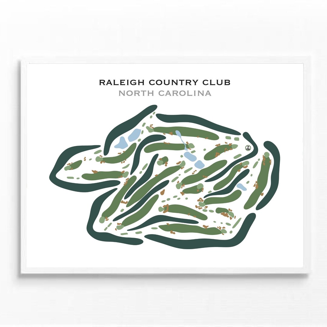 Raleigh Country Club Wall Art, NC Golf Course Map Decor, Golf Map ...