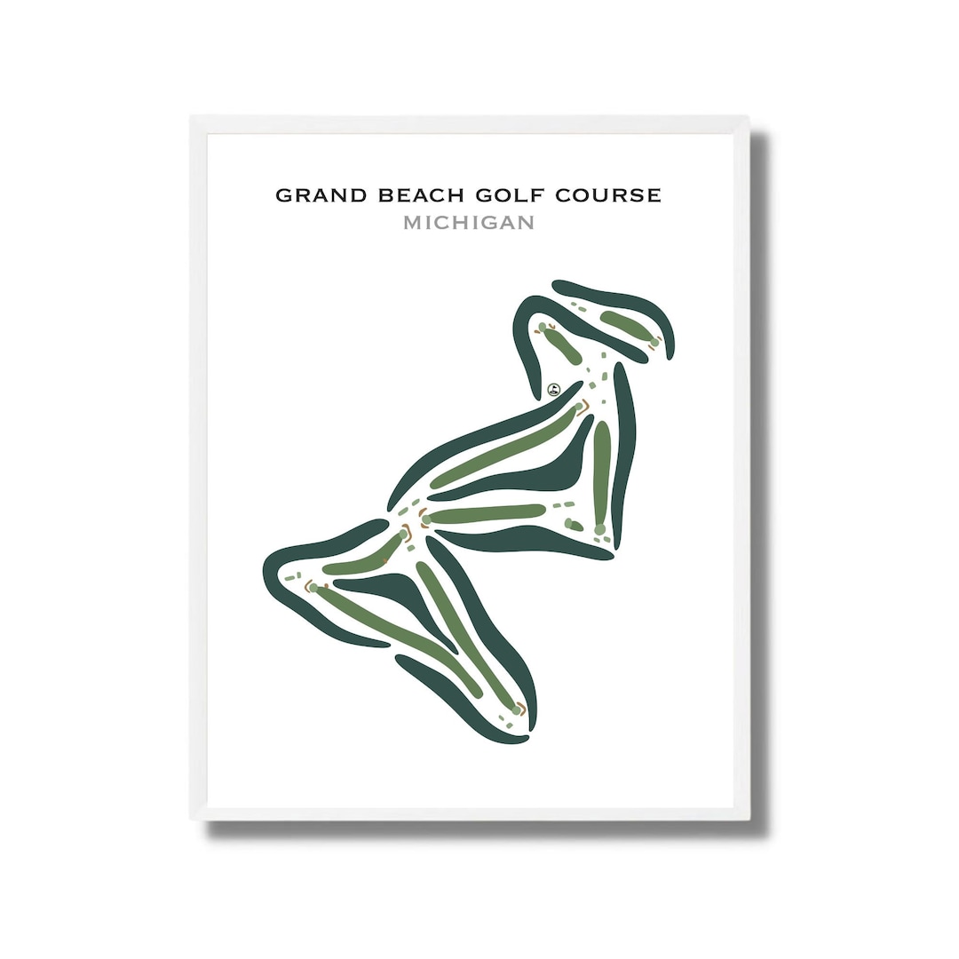 Grand Beach Golf Course, MI Golf Course Map Canvas, Golf Map Wall Art ...