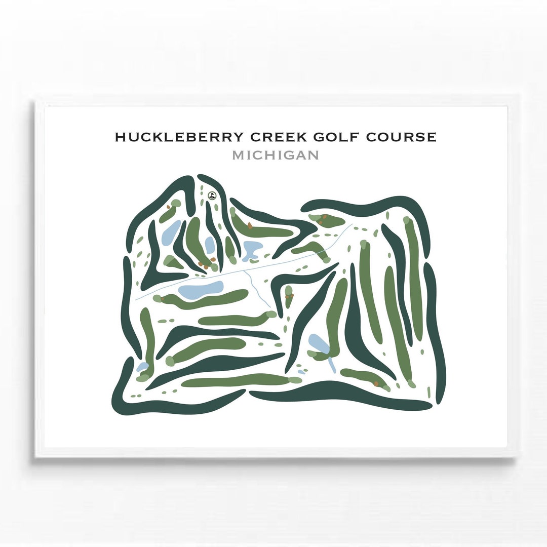 Huckleberry Creek, MI Golf Course Map Wall Art, Golf Map Canvas Decor ...