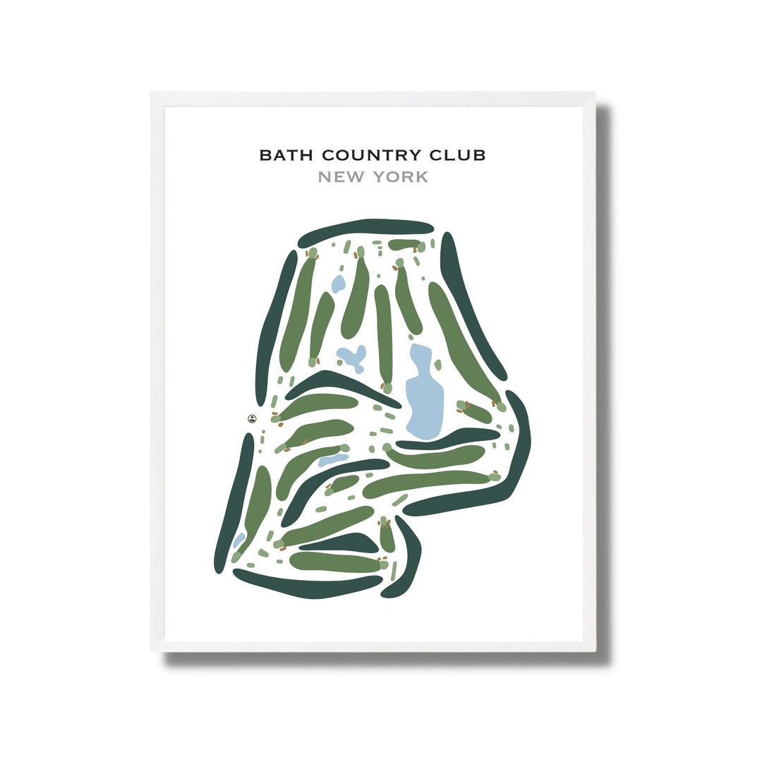 Bath Country Club, New York | Golf Course Map, Golf Map, Golfer Gift ...