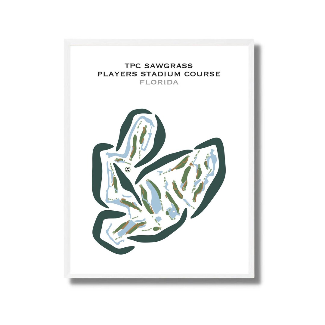 TPC Sawgrass, the Players Stadium Course, FL Golf Course Map Wall Art ...