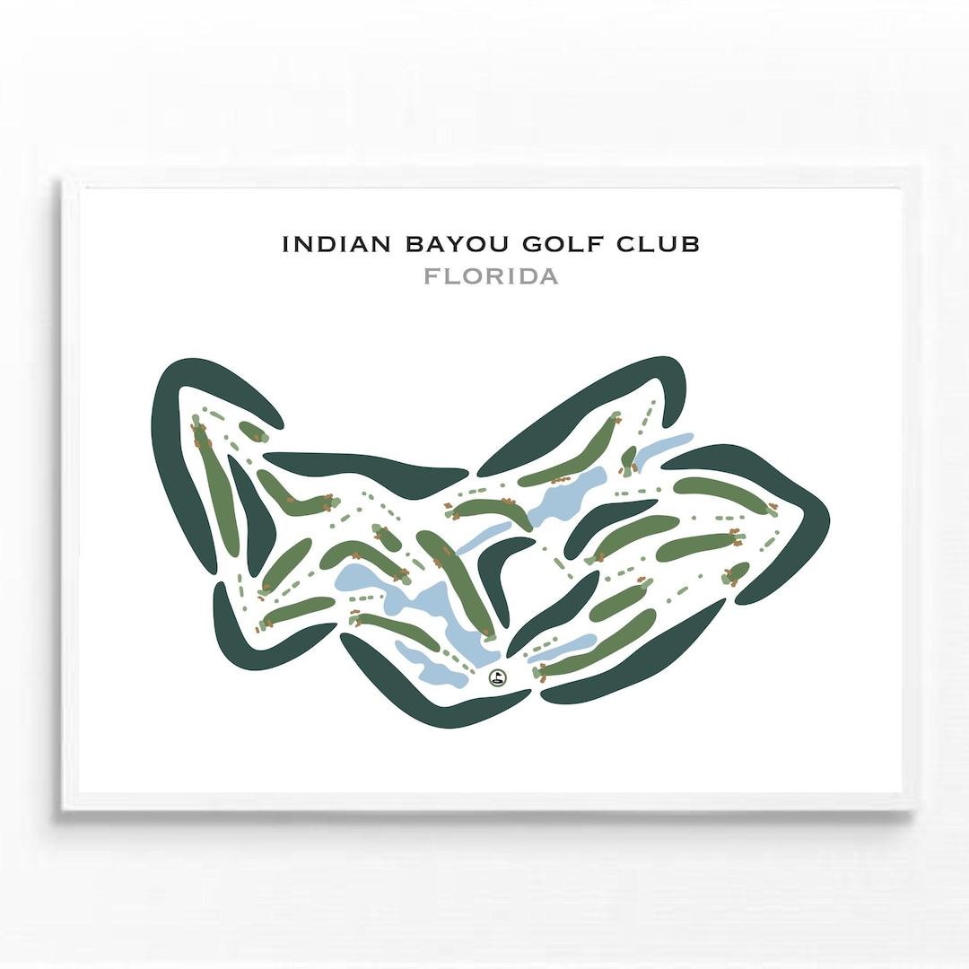 Indian Bayou Golf Club, Florida Golf Course Map Canvas, Golf Map Wall ...