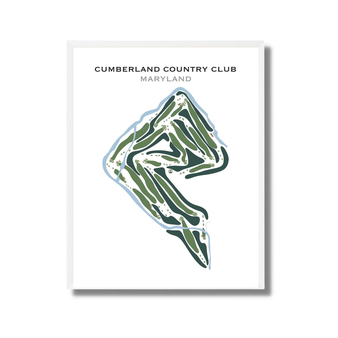 Golf Club Prints- Cumberland Country Club Maryland Golf Course Map ...