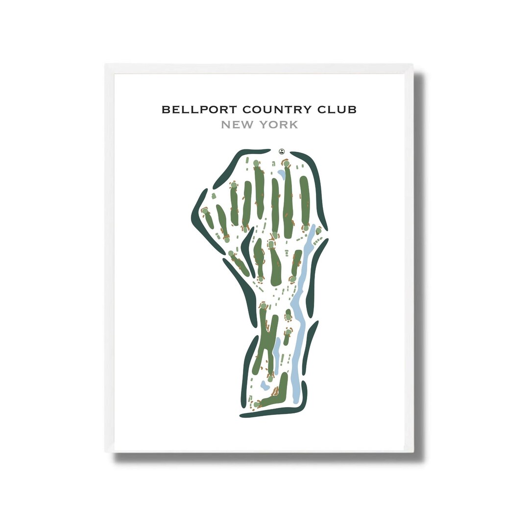 Bellport Country Club, NY | Golf Course Map, Golf Map, Golfer Gift for ...