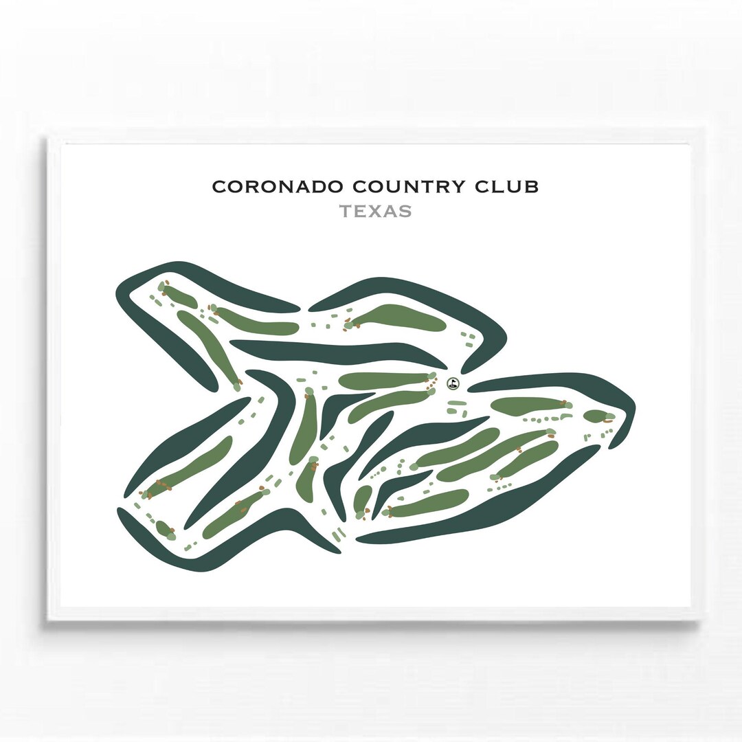 Coronado Country Club, TX Golf Course Map Canvas, Golf Map Decor, Golf ...