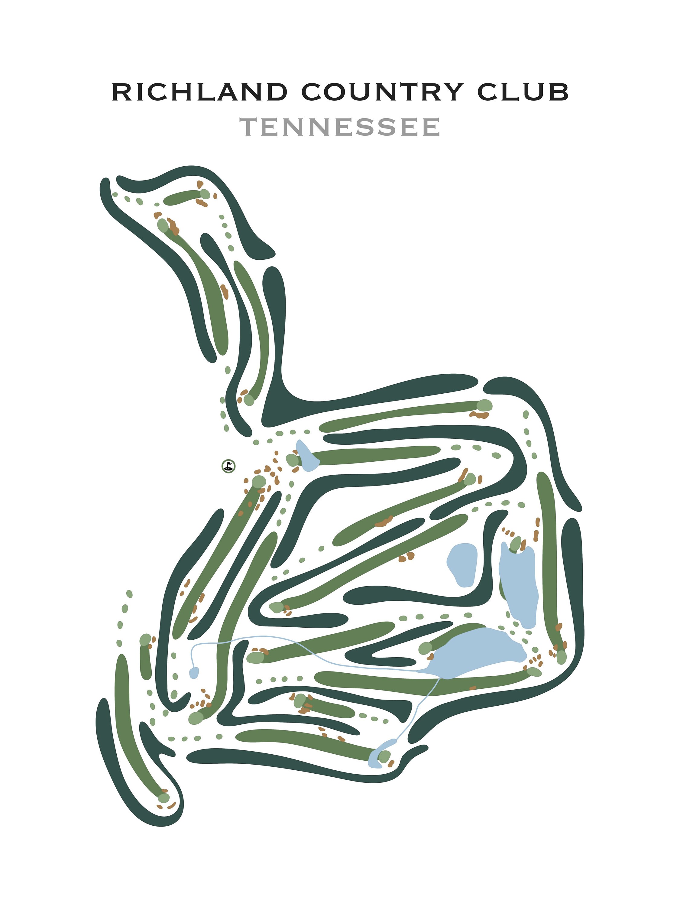 Richland Country Club, TN Golf Course Map, Home Decor, Golfer Gift for ...
