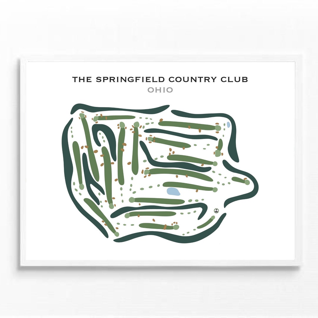 Springfield Country Club, OH Golf Course Map Wall Art, Golfer Lover ...