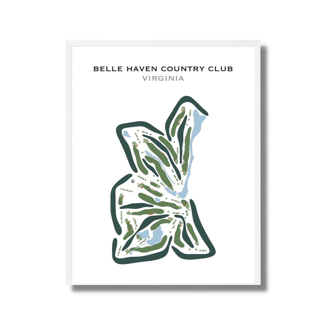 Belle Haven Country Club, VA | Golf Course Map, Golf Map, Golfer Gift ...