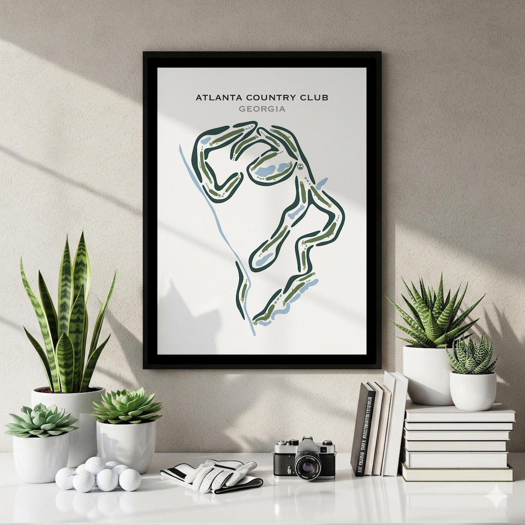 Atlanta Country Club, Georgia Golf Course Map Canvas, Golf Map Wall ...