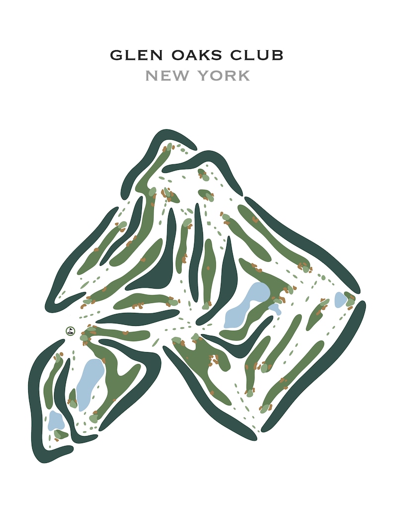 Glen Oaks Club New York Golf Course Map Home Decor Golfer - Etsy
