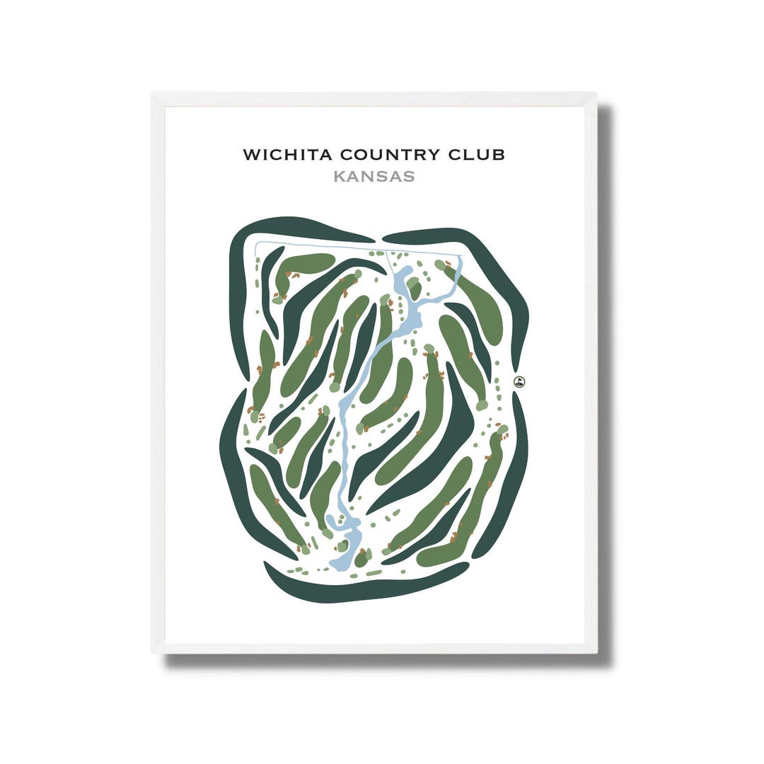 Wichita Country Club, KS Golf Course Map Canvas Art, Golf Gifts for Him ...